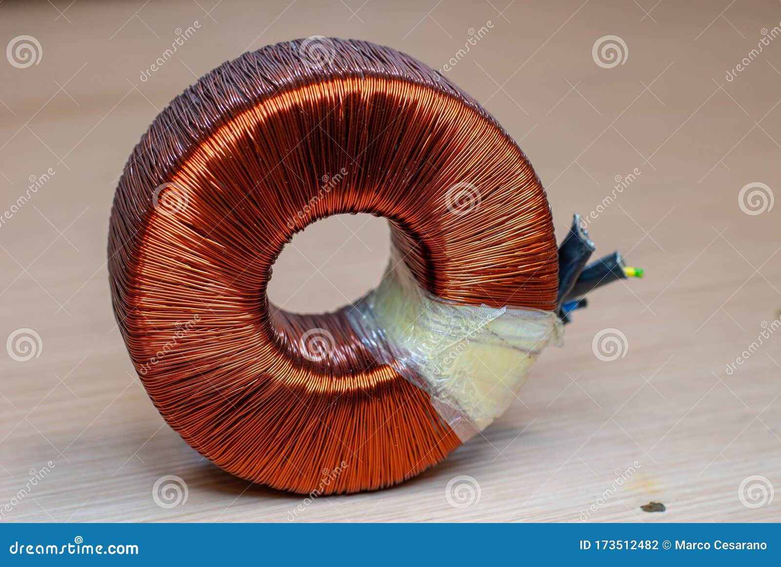 Toroidal Transformer Detail. Coil Winding. Copper Wire. Magnetic ...