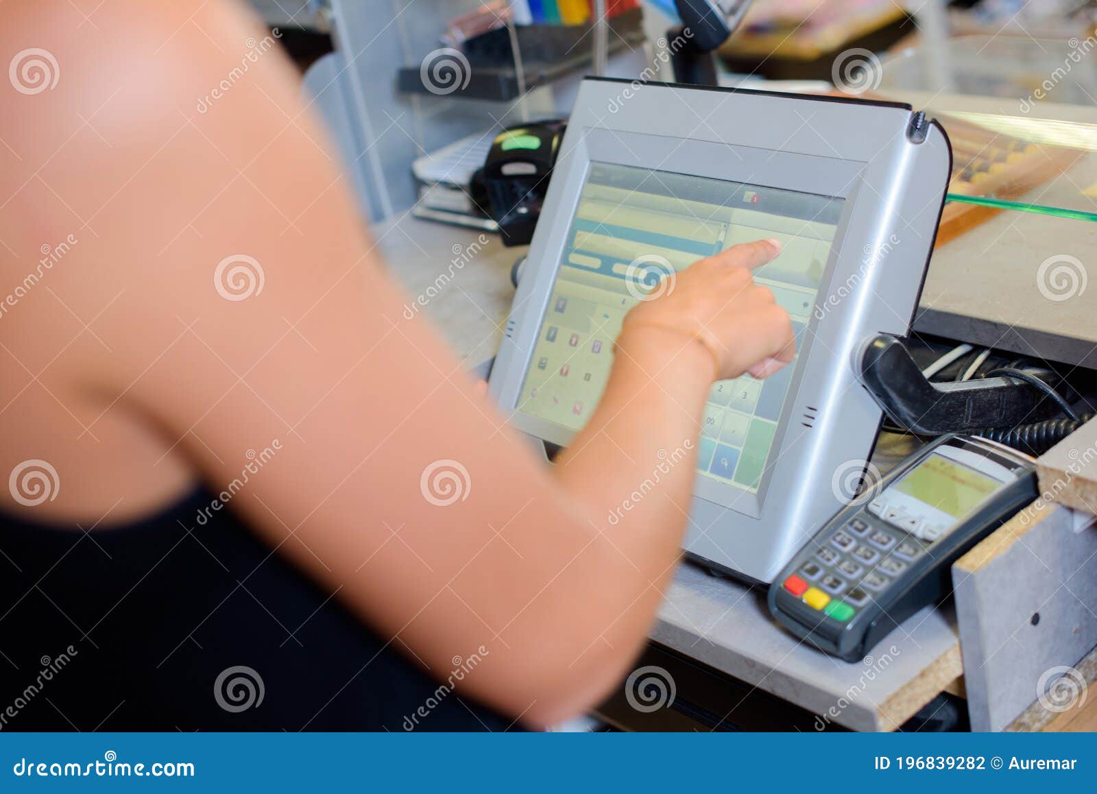 Close Up Touch Screen Register Stock Photo - Image of reader, amount ...