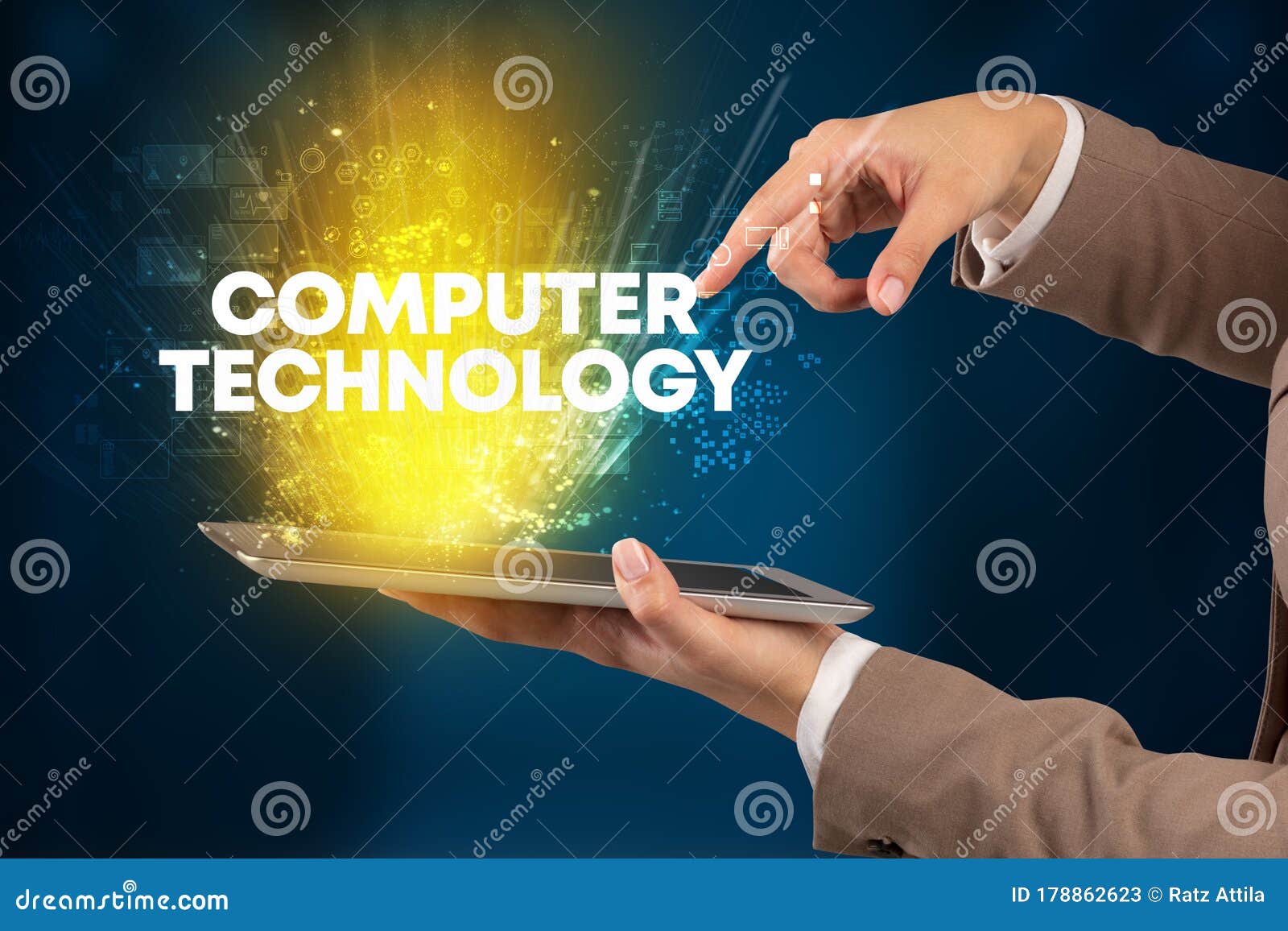 Close-up of a Touchscreen with Inscription Stock Image - Image of ...