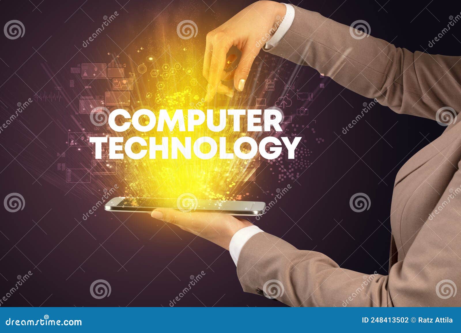 Close-up of a Touchscreen with Inscription Stock Illustration ...