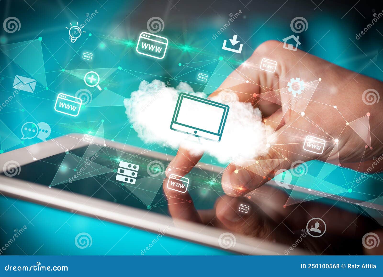 Close-up of a Touchscreen with Technology Icons Stock Illustration ...