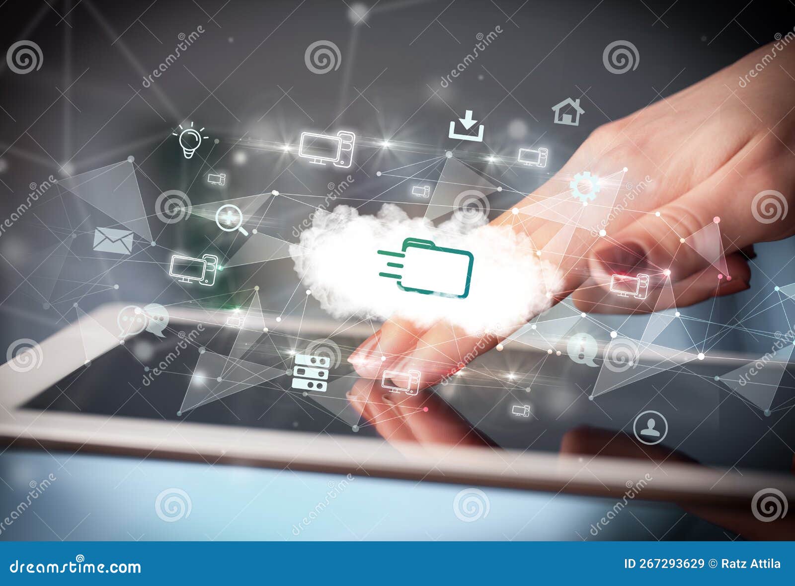 Close-up of a Touchscreen with Technology Icons Stock Image - Image of ...
