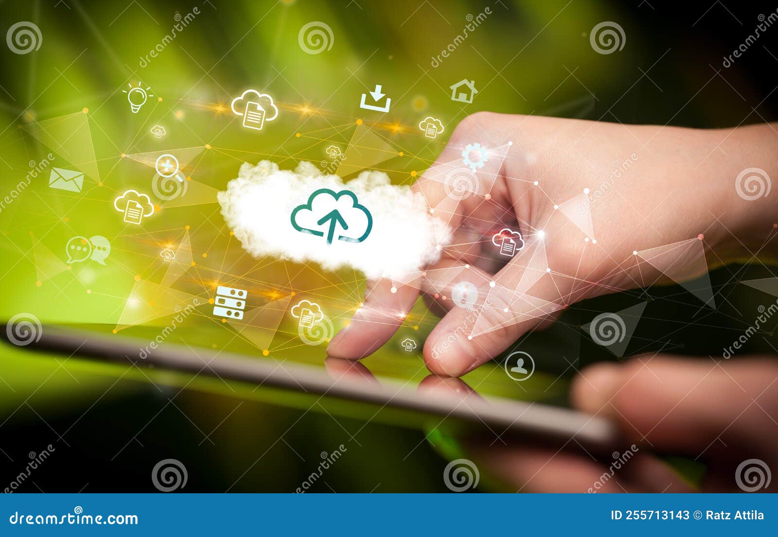 Close-up of a Touchscreen with Technology Icons Stock Image - Image of ...