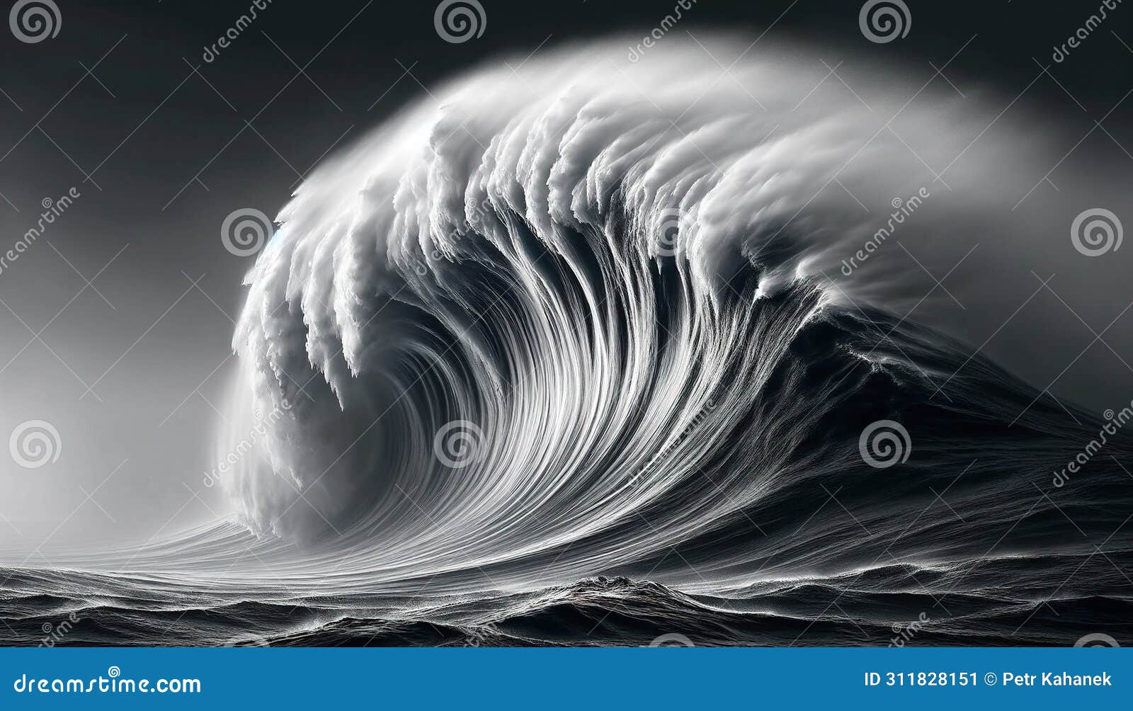 Close-up of a Towering, Dramatic Wave Cresting at Open Sea Stock Image ...