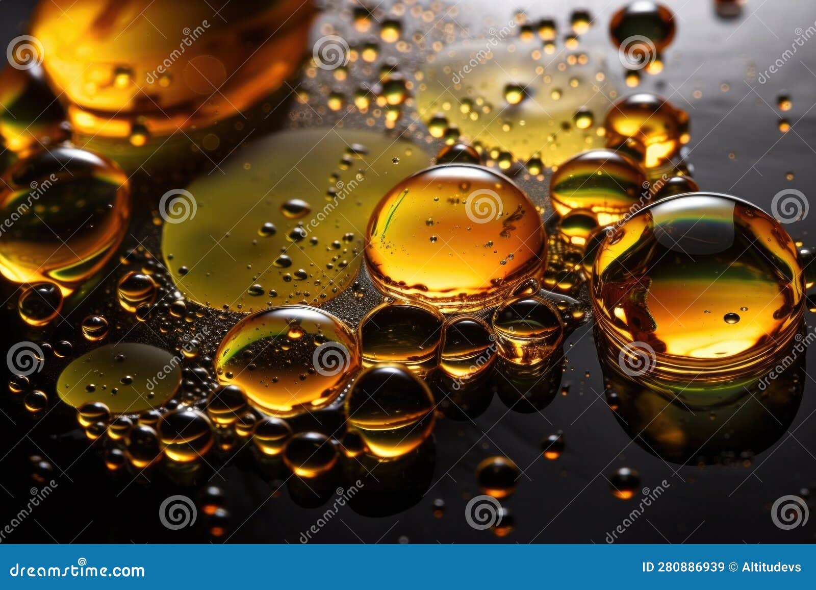 Close-up of Toxic Spill, with Droplets and Bubbles Visible Stock ...