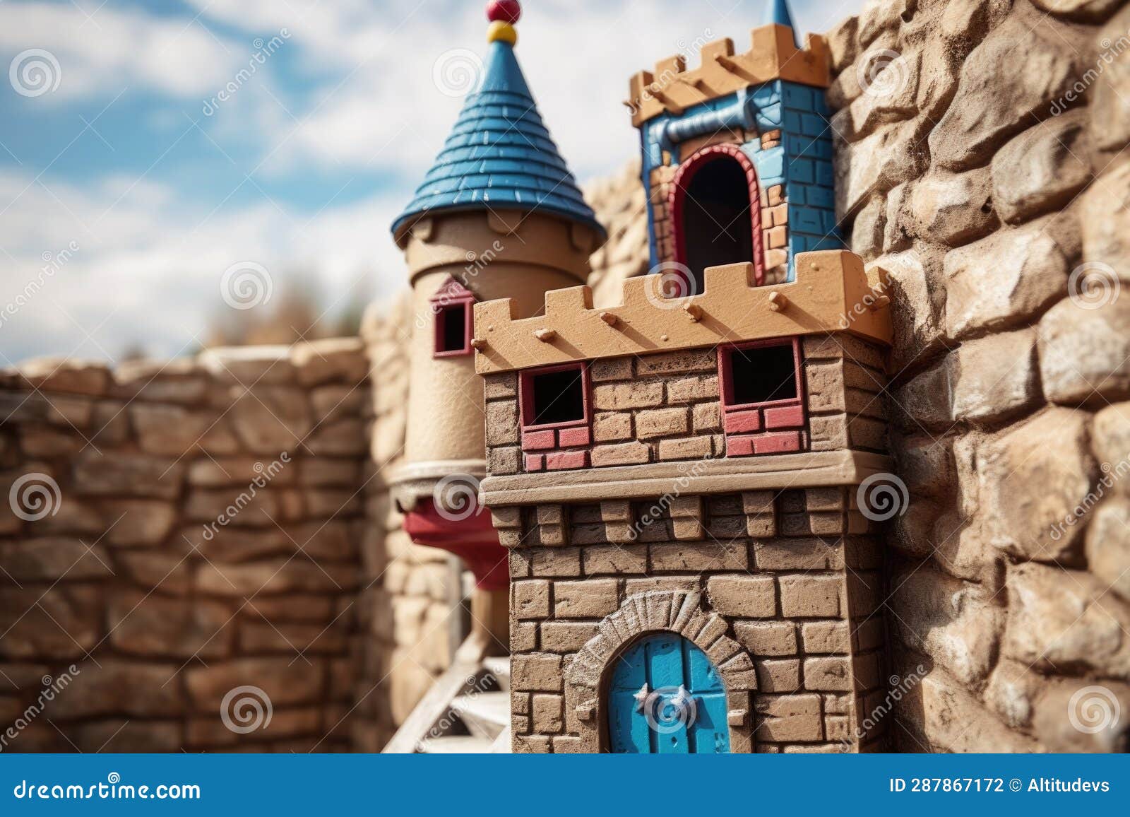 Close-up of Toy Castle Tower and Wall Details Stock Photo - Image of ...