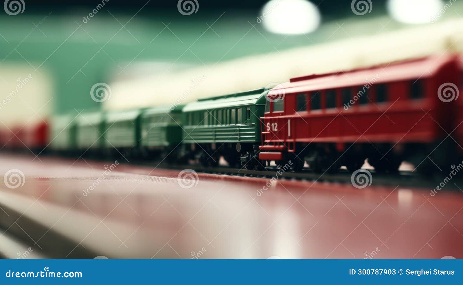 A Close Up of a Toy Train on the Tracks with Other Trains, AI Stock ...