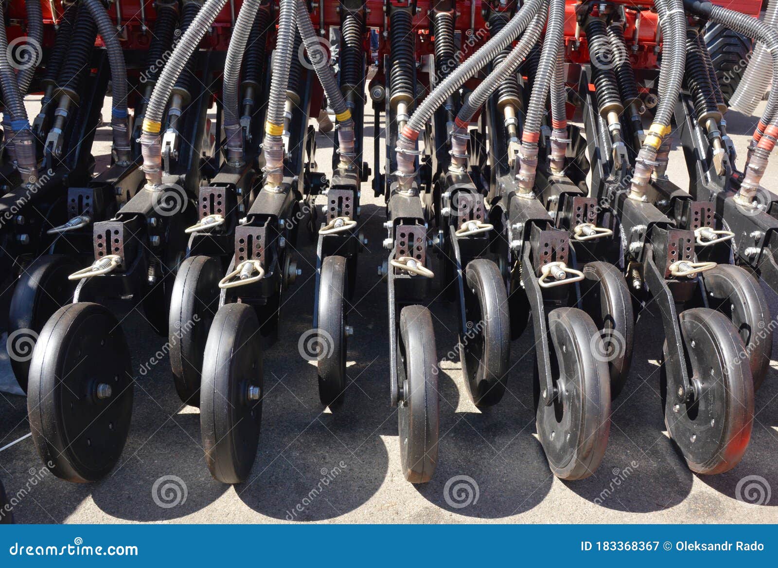 A Close-up on Tractor Mounted Multi Row Corn Planter, Seeder and ...