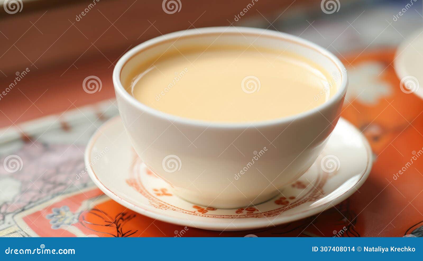 Close-up of Traditional Milk Tea in a Bright Ceramic Cup Stock Photo ...