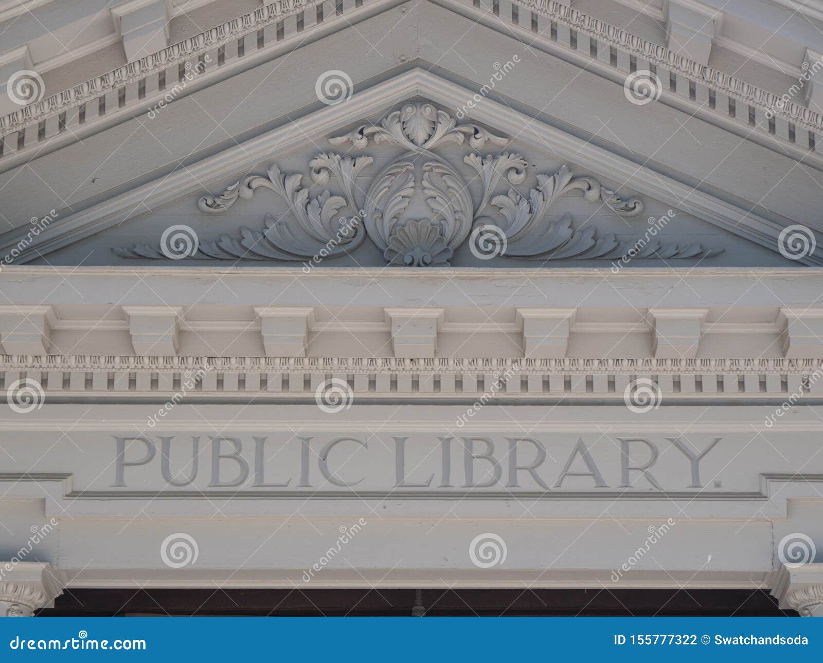 Close Up of Traditional Public Library Concrete Sign Stock Photo ...