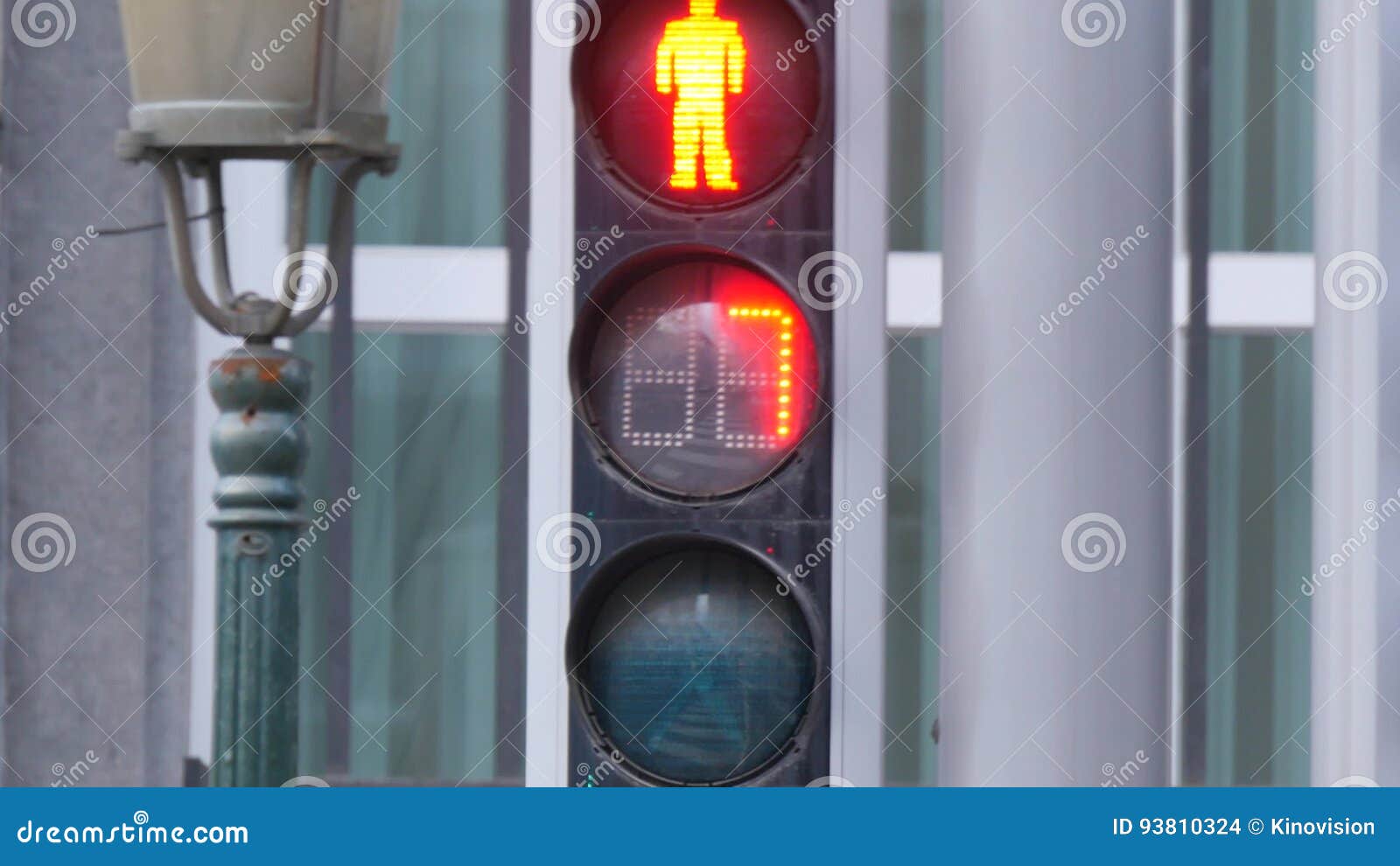 Close Up of a Traffic Light, with the Numbers Counting Down and a ...