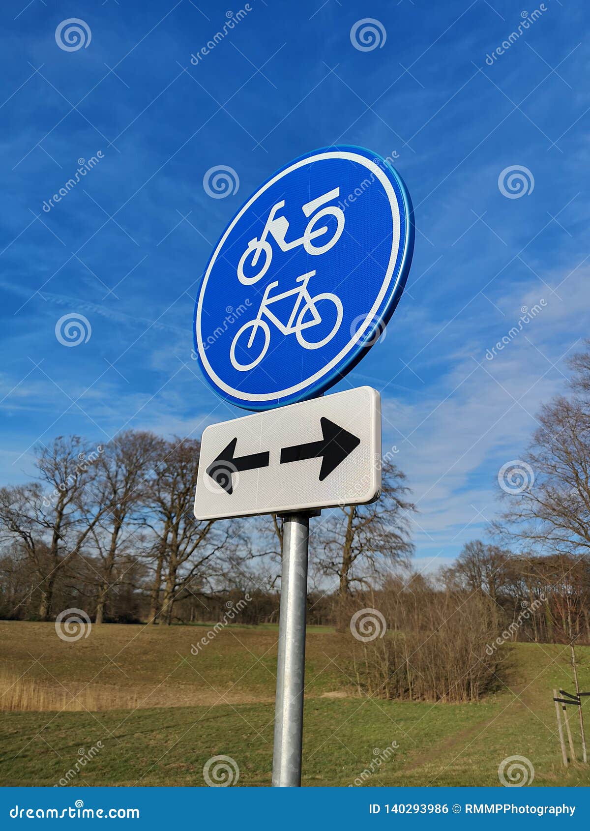 A Traffic Sign Indicating a Two Way Bicycle Path Stock Photo - Image of ...