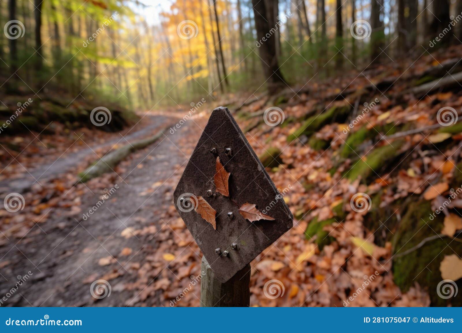 Close-up of Trail Marker with Arrow Pointing the Way Forward Stock ...