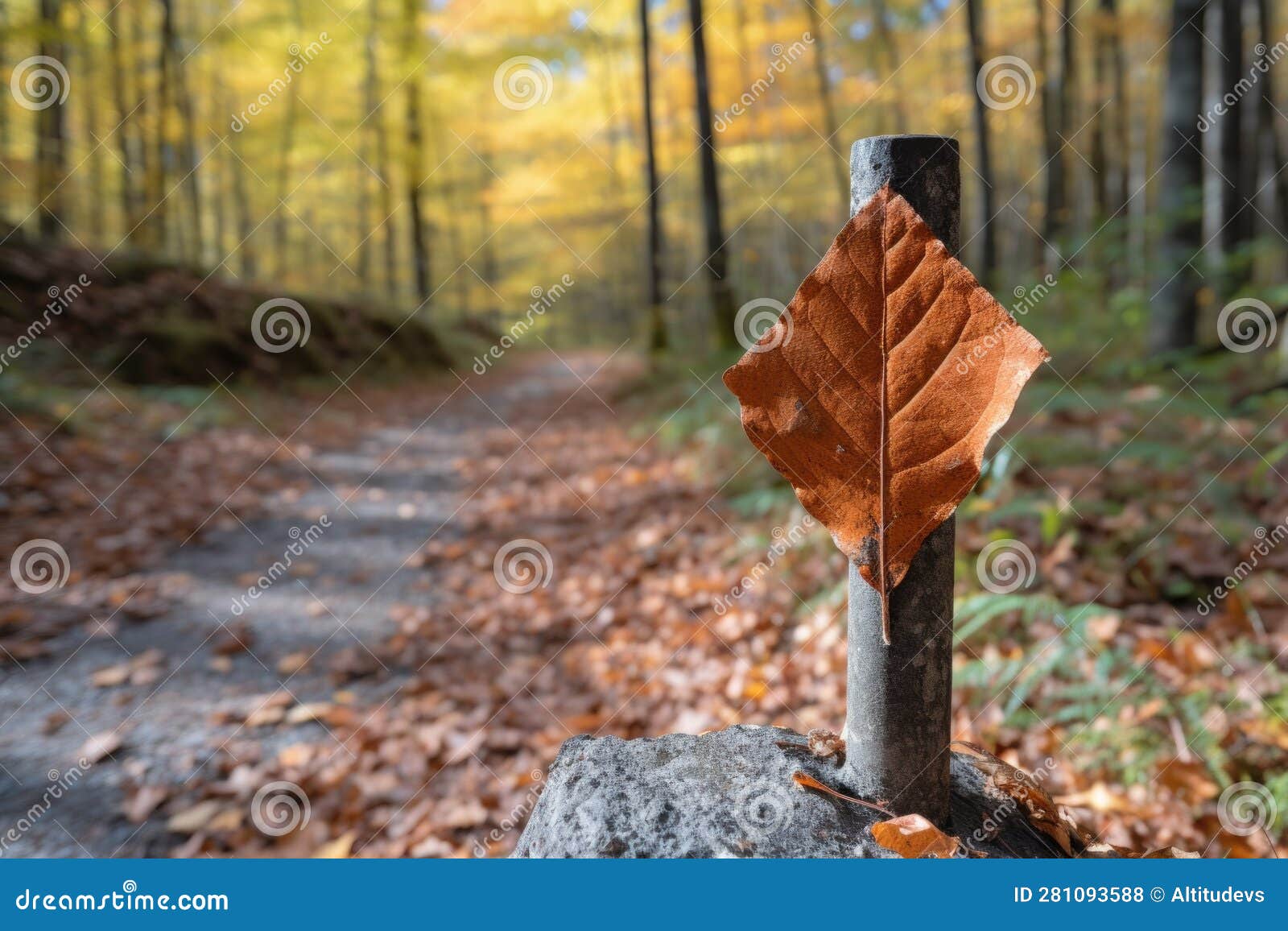 Close-up of Trail Marker with Arrow Pointing the Way Forward Stock ...