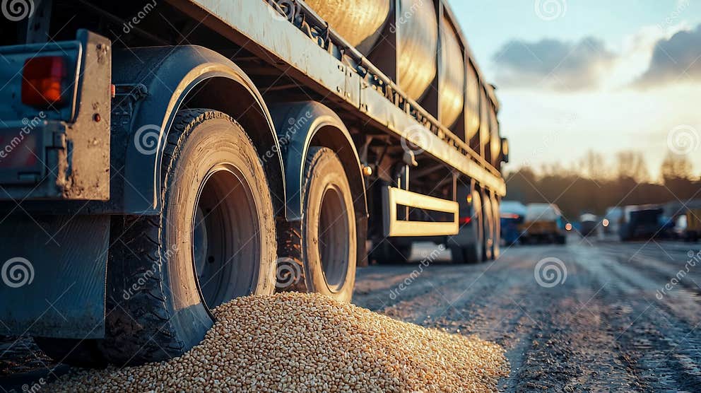 Close-up of a Trailer for Transporting Grain for Loading Bulk Cargo ...