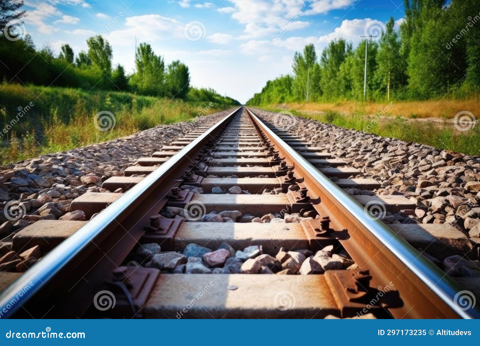 Close-up of Train Track with Wide-angle Perspective Stock Image - Image ...
