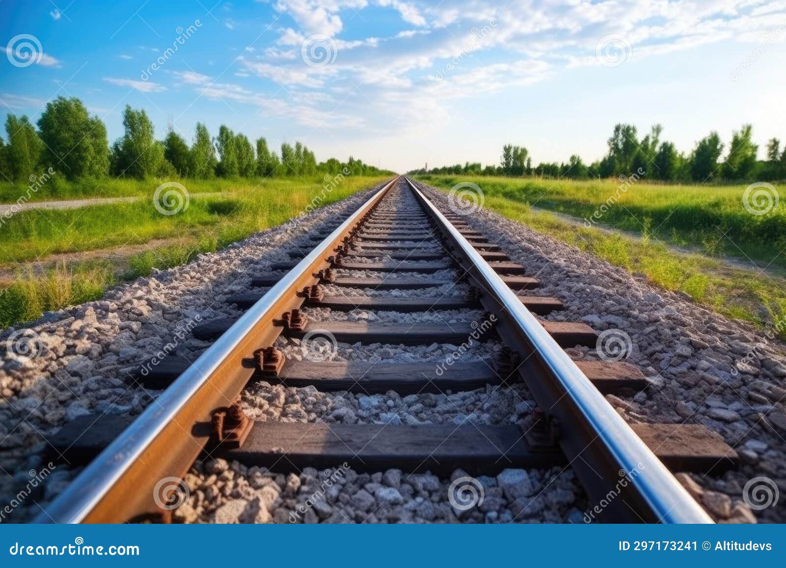 Close-up of Train Track with Wide-angle Perspective Stock Image - Image ...