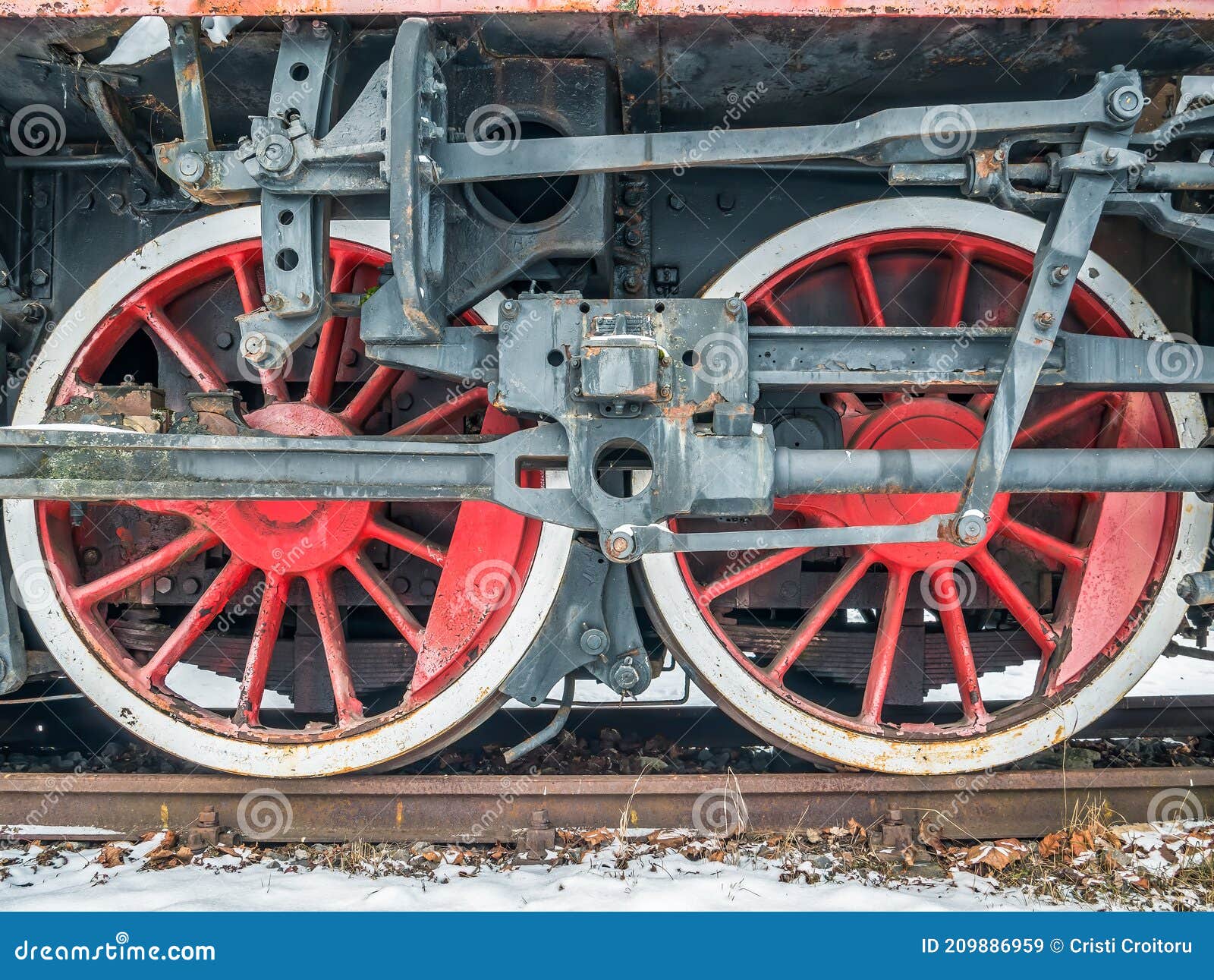 Close Up with Train Wheels on Track. Wheels of a Train on the Railway ...