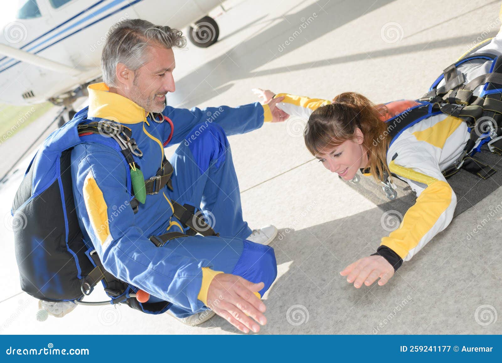 Close Up Training for Skydiving Stock Image - Image of coach, safety ...