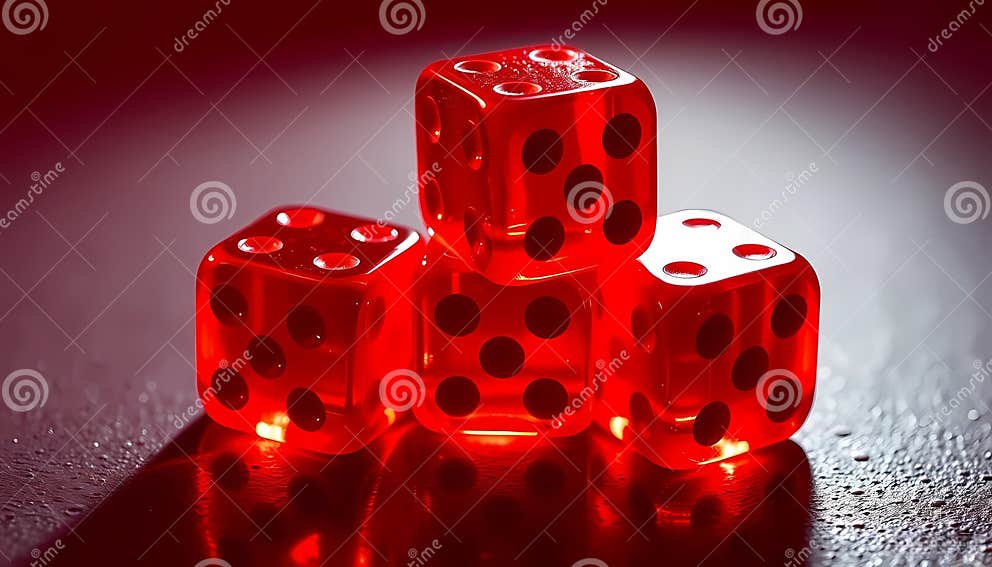 Close Up of Translucent Red Dice with Dramatic Lighting Stock Illustration - Illustration of ...