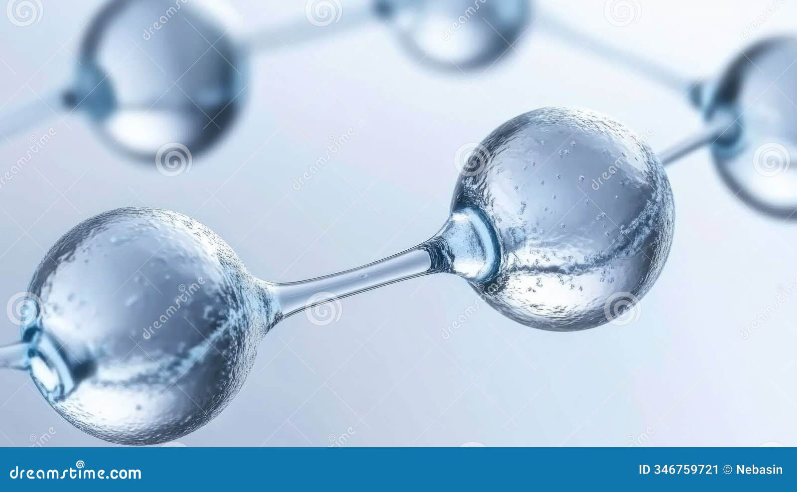 Close-up of Transparent Water Molecules with Detailed Atomic Structure ...