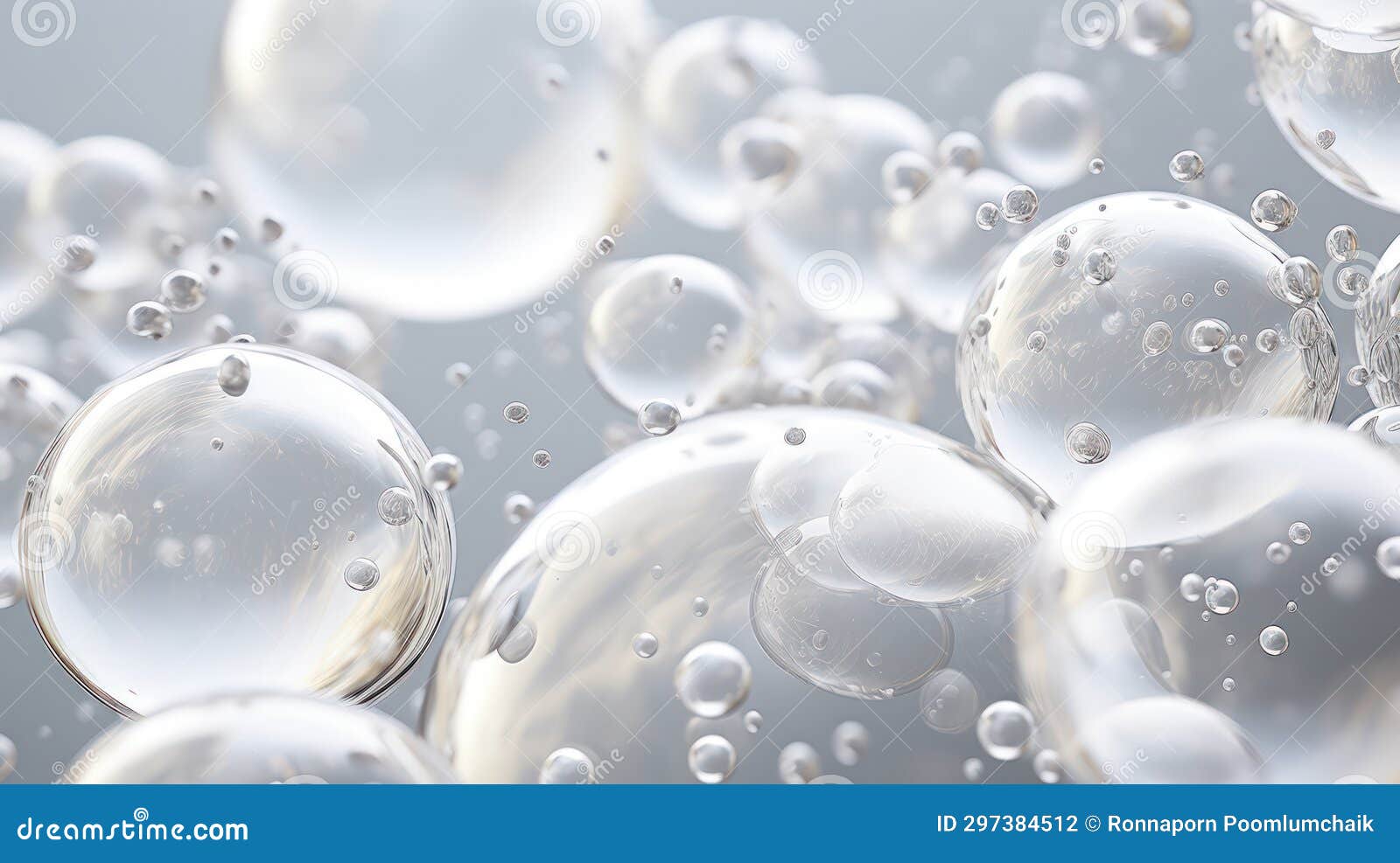 Close-up of Transparent White Liquid Drops, Colorful Bubbles, and ...