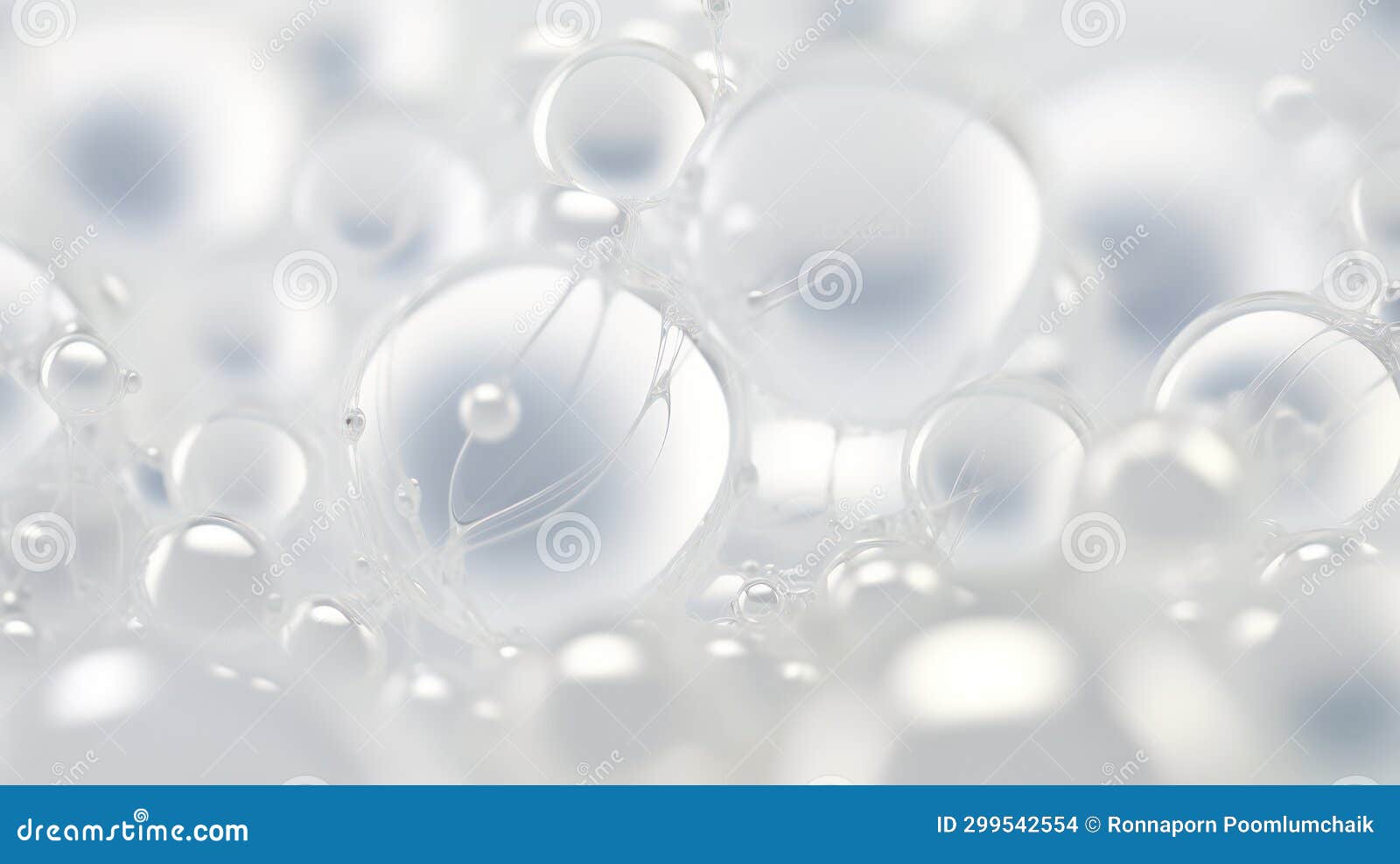 Close-up of Transparent White Liquid Drops, Colorful Bubbles, and ...