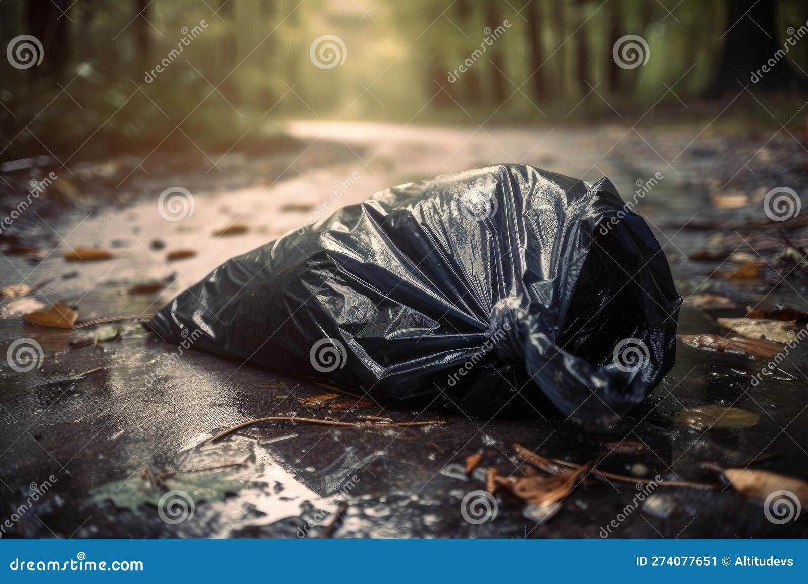 Close-up of Trash Bag with Garbage Spilling Out Onto the Ground Stock ...