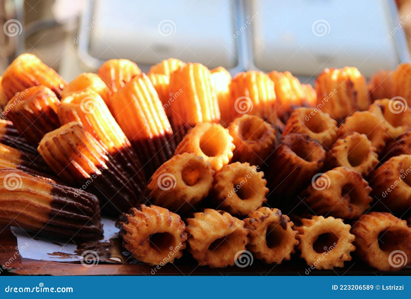 Close-up of a Tray of Churros in the Sun Stock Image - Image of biscuit ...