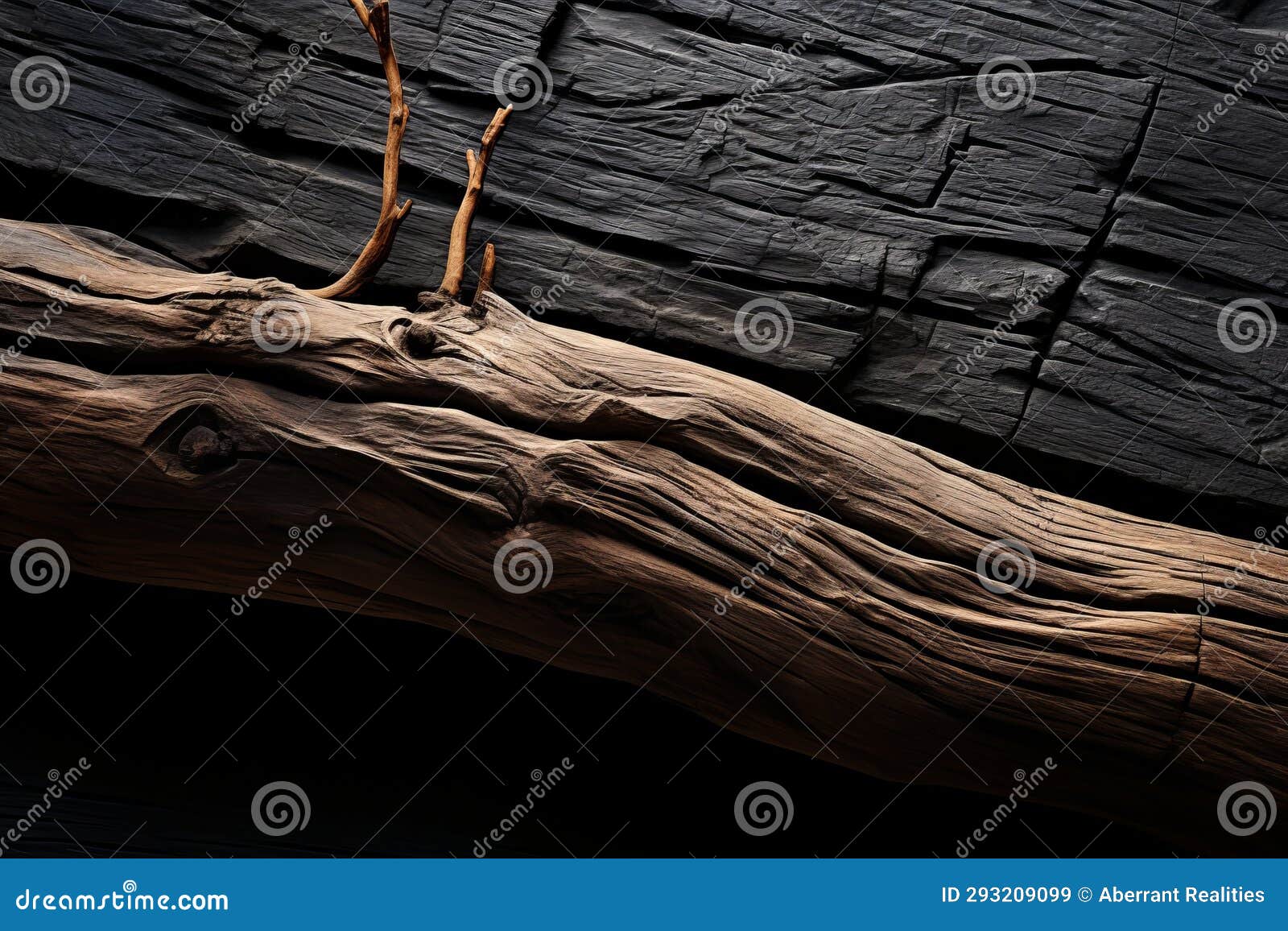 A Close Up of a Tree Branch on a Rock Wall Stock Illustration ...
