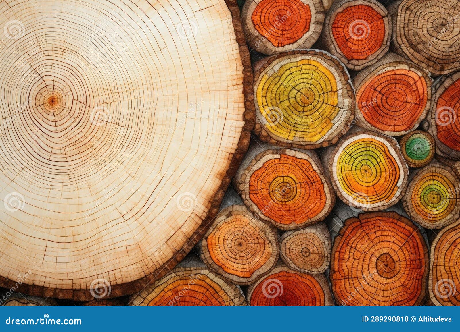 Close-up of Tree Rings Showing Age and Growth Loss Stock Photo - Image ...