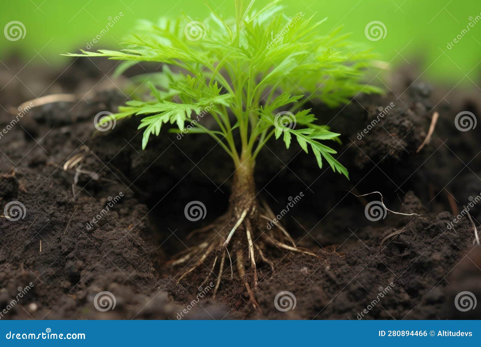 Close-up of a Tree Sapling with Its Roots Firmly in the Soil Stock ...