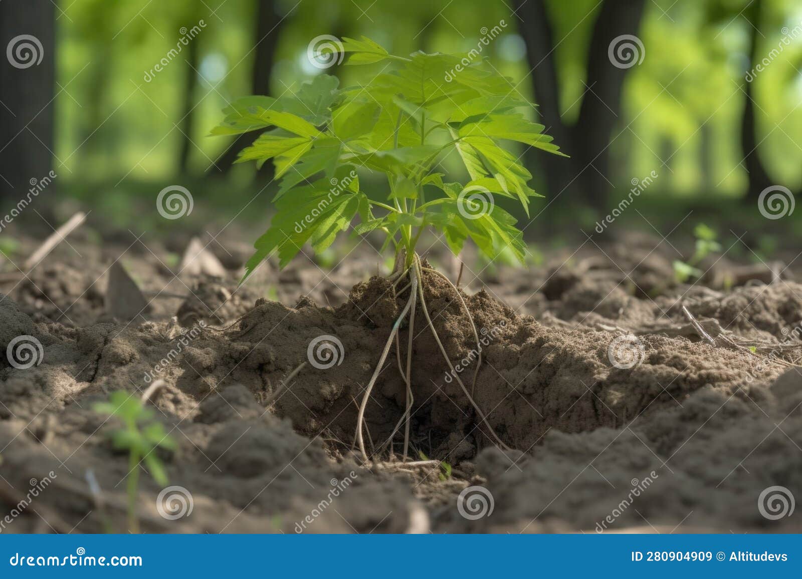 Close-up of a Tree Sapling with Its Roots in the Ground Stock Image ...