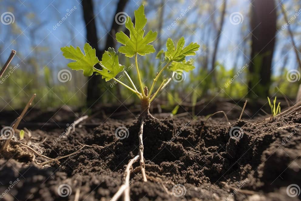 Close-up of a Tree Sapling with Its Roots in the Ground Stock ...