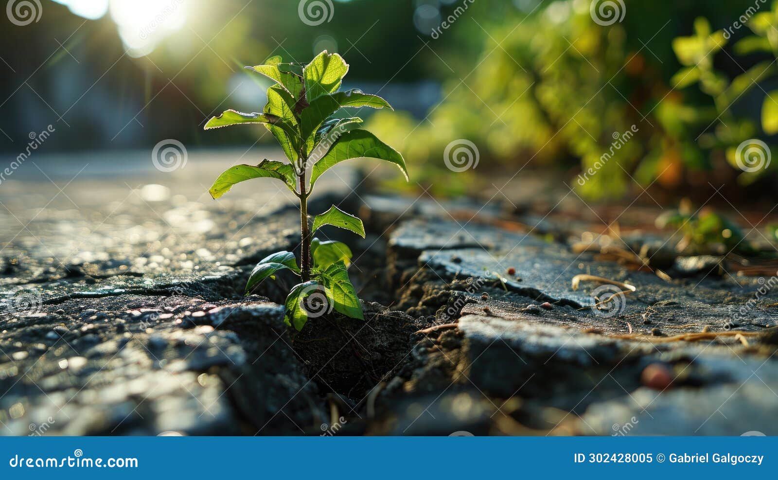 Close Up of Tree Sprout Growing Out of Concrete Crack in Pavement Stock ...