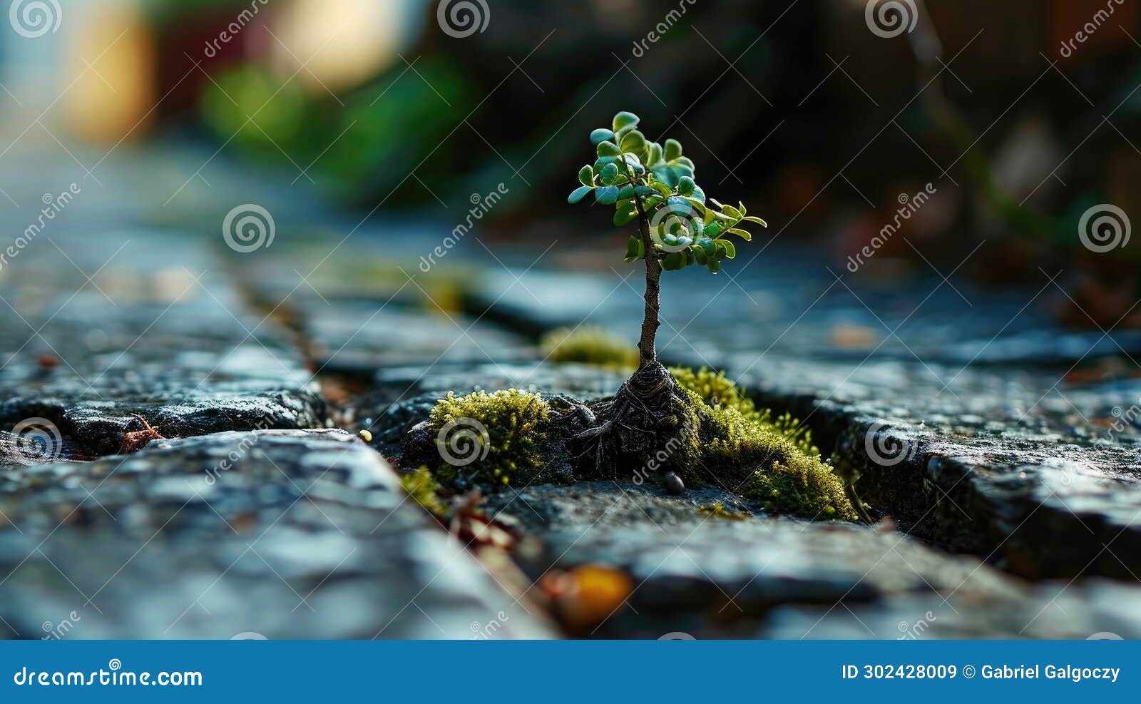 Close Up of Tree Sprout Growing Out of Concrete Crack in Pavement Stock ...