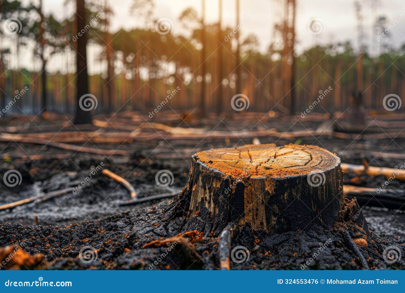 Close Up of Tree Stump in Deforestation Area Stock Illustration ...