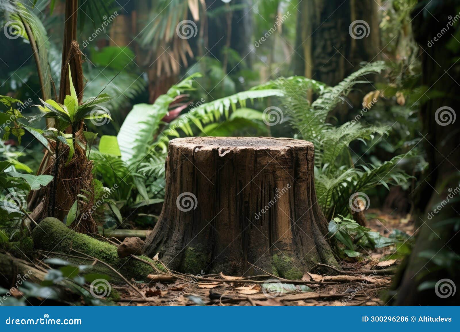 Close-up of a Tree Stump with the Lush Amazon Jungle in the Background ...