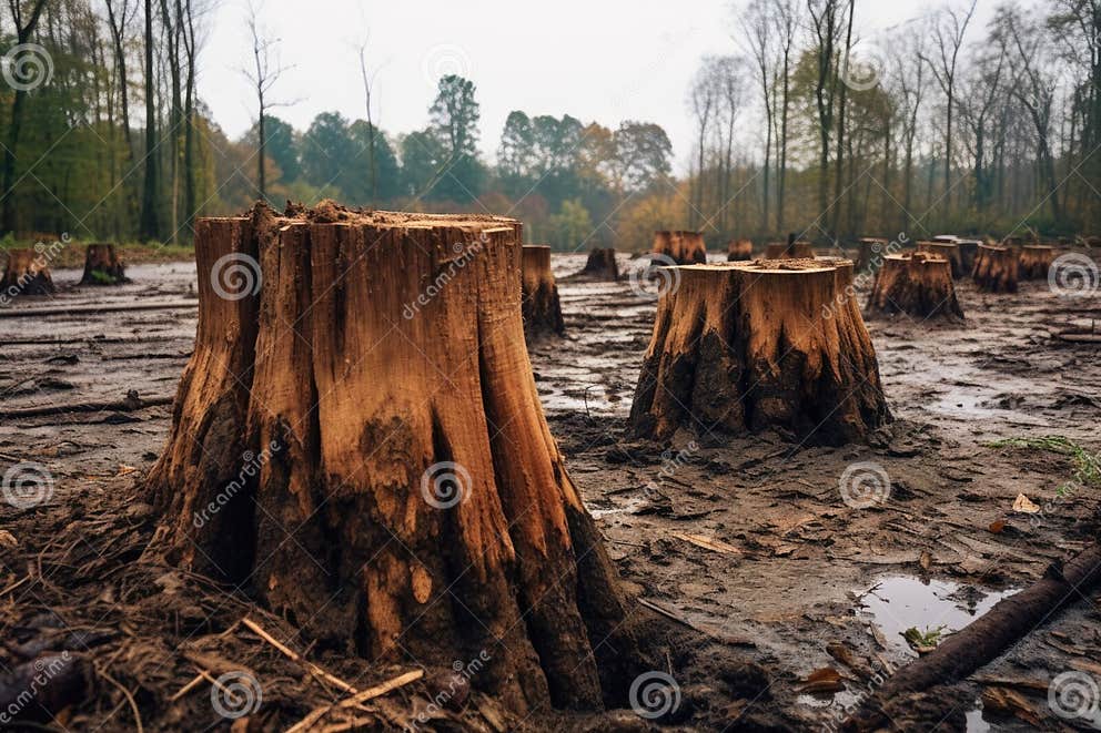 Close-up of Tree Stumps in a Deforested Area Stock Image - Image of ...