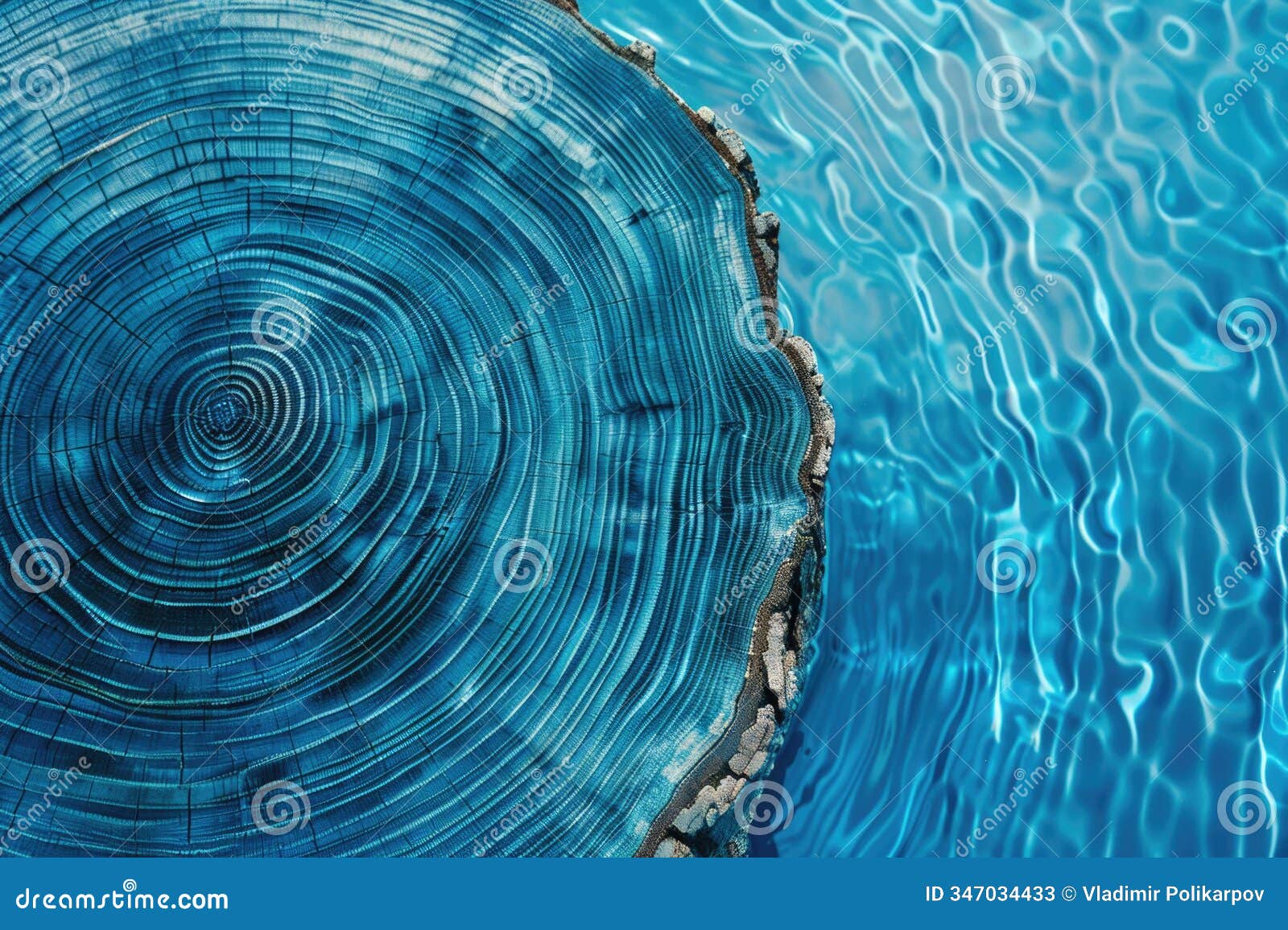 A Close-up of a Tree Trunk Submerged in a Pool, with Water Rippling ...