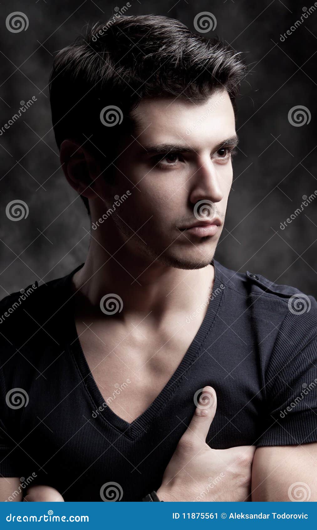 Close Up Trendy European Man Stock Image - Image of hair, black: 11875561