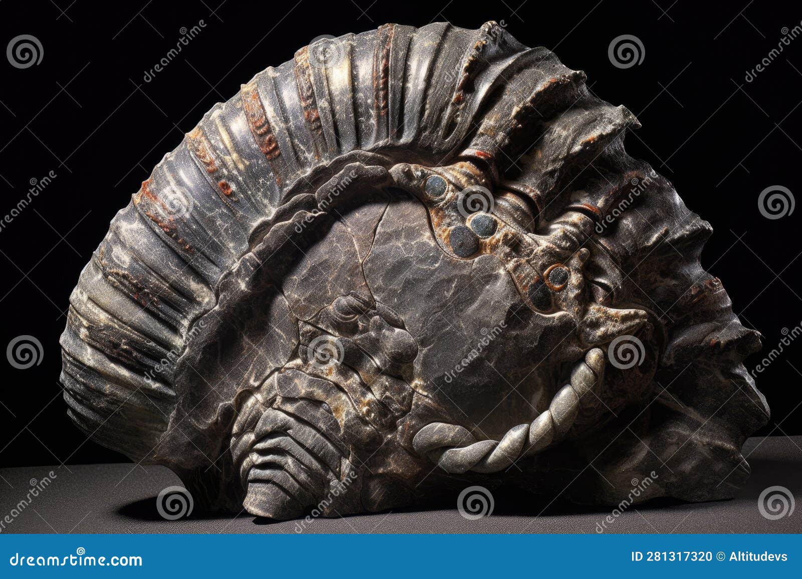 Close-up of Trilobite Fossil Embedded in Rock Stock Illustration ...