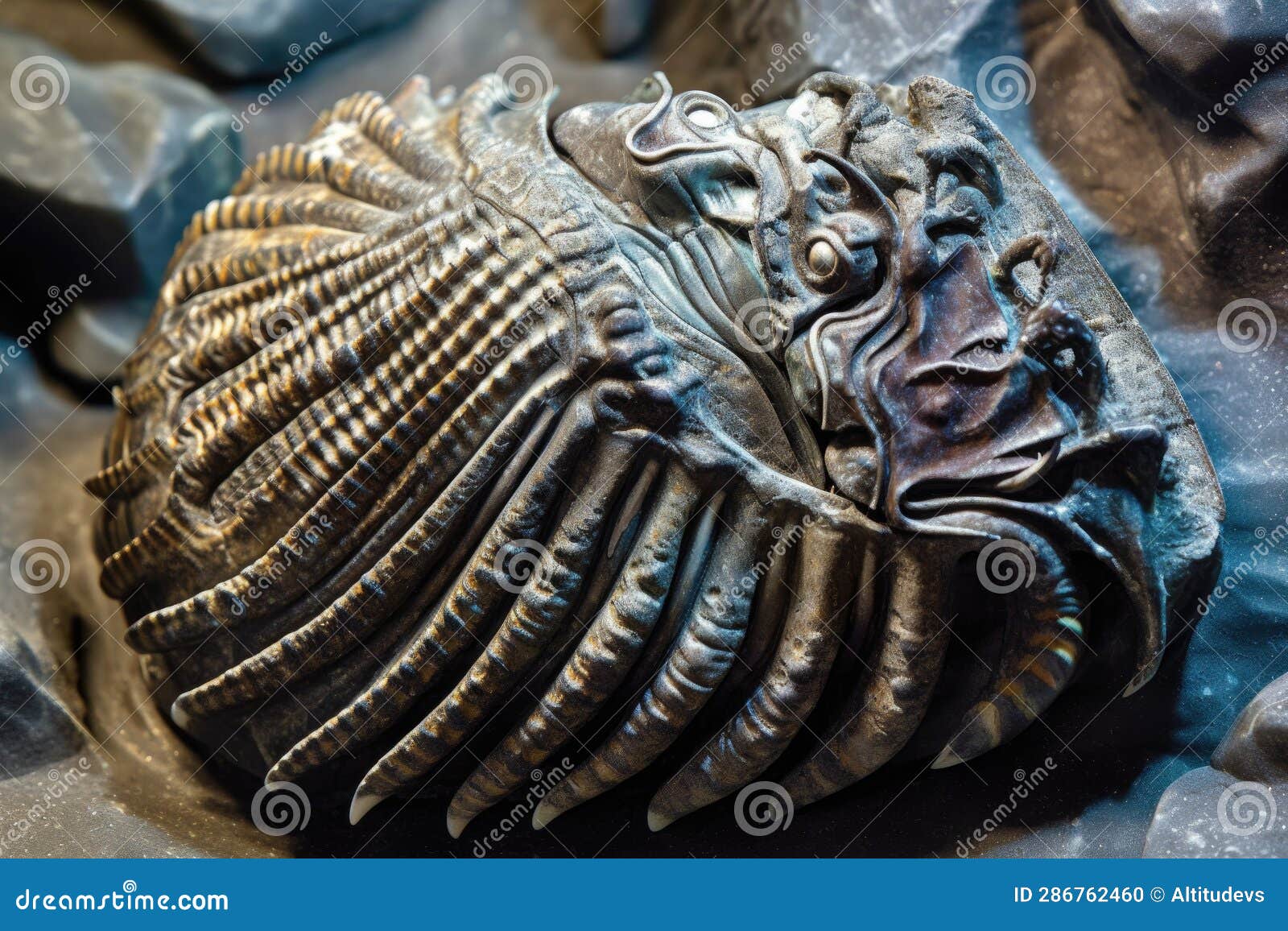 Close-up of a Trilobite Fossil Embedded in Rock Stock Photo - Image of ...