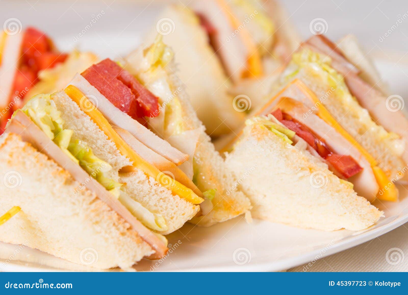 Close Up of Triple Decker Sandwich Stock Image - Image of plate, meal ...