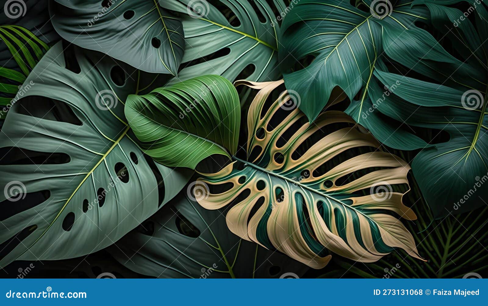 Close Up of Tropical Leaves Texture Background, Generative AI Stock ...