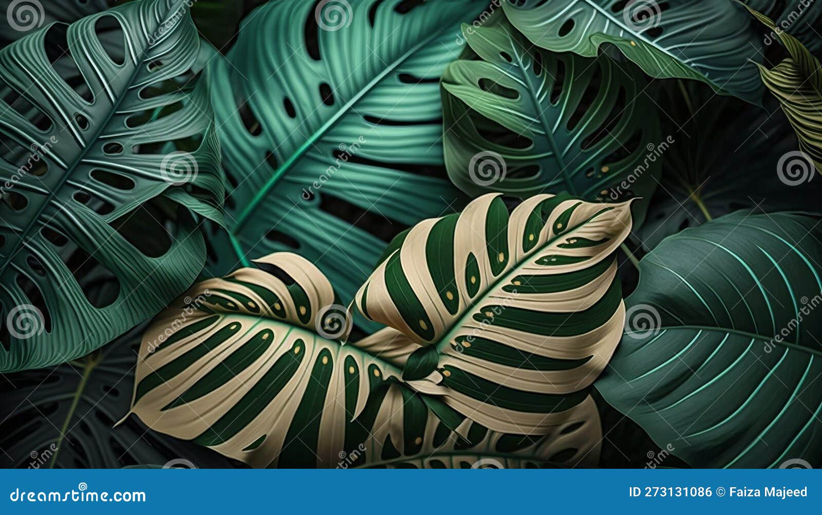 Close Up of Tropical Leaves Texture Background, Generative AI Stock ...