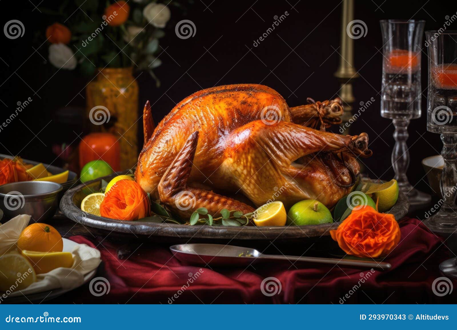 Close-up of Turkey on a Dining Table Stock Image - Image of meal, food ...