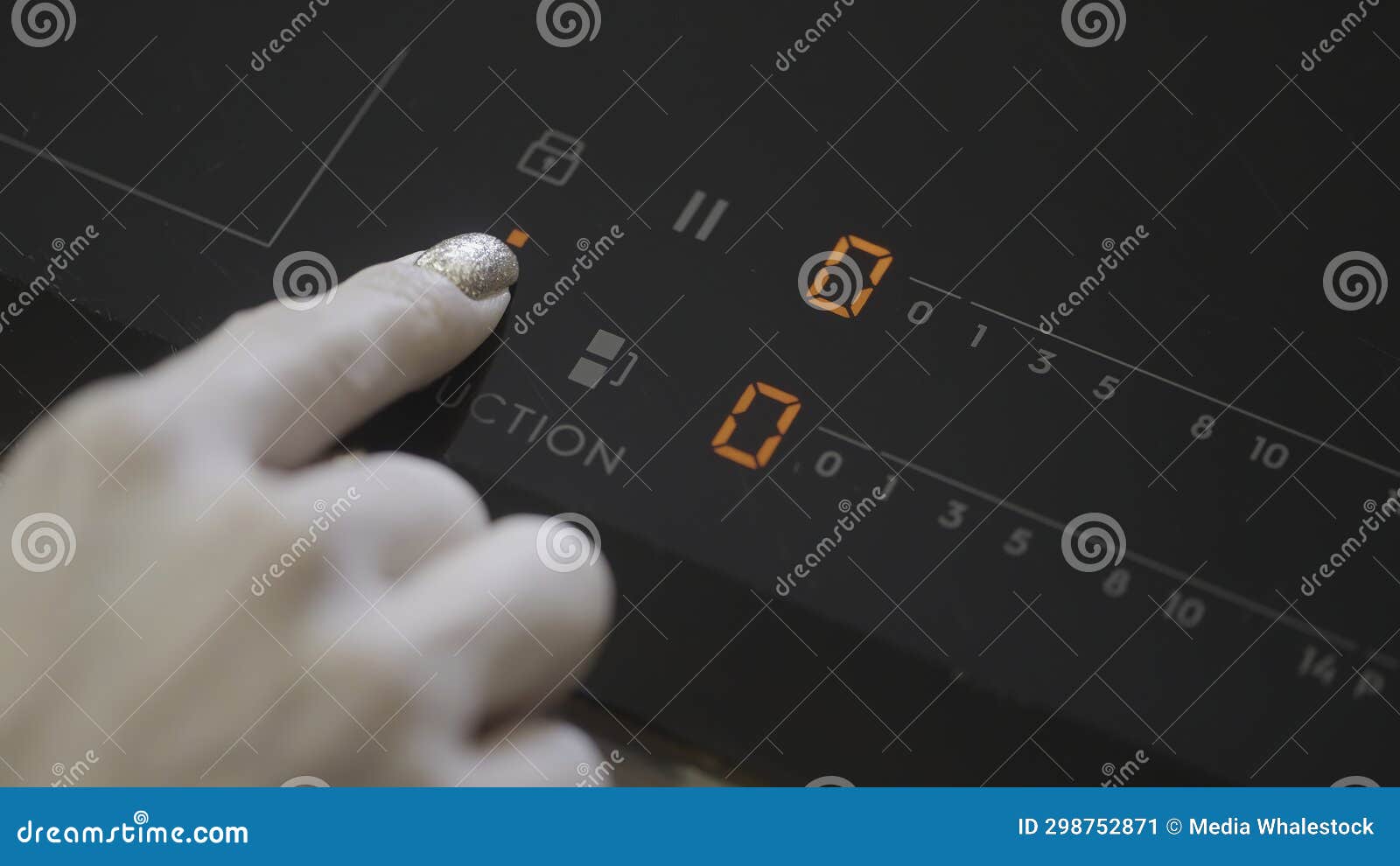 Close-up of Turning on Electric Stove. Action. Turning on Electronic ...