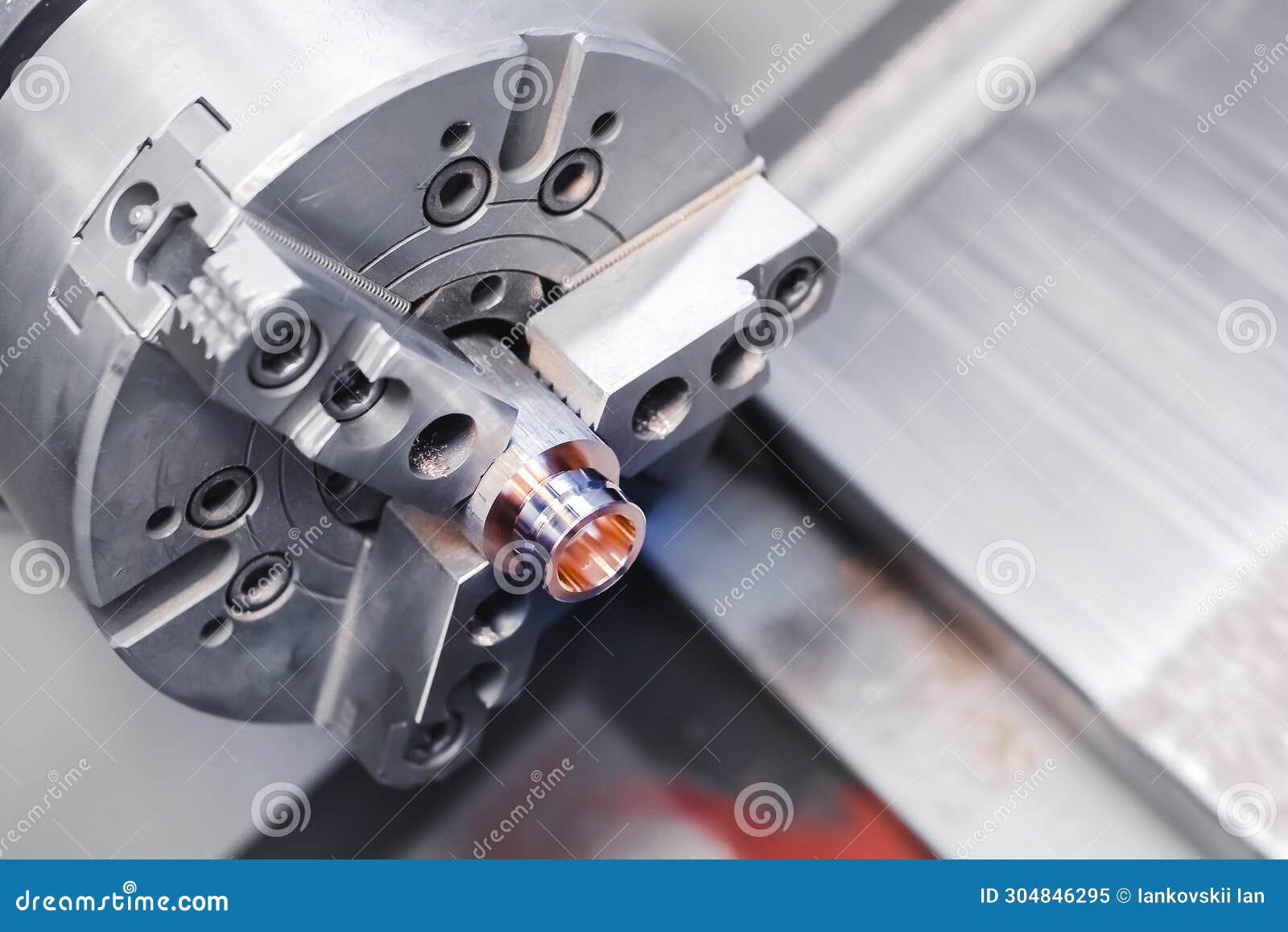 Close-up of Turning Work on a Machine, Turning a Metal Workpiece ...