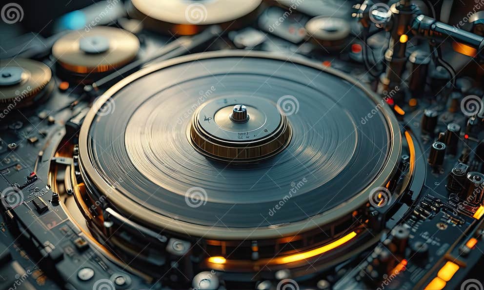 A Close Up of a Turntable with a Record on it. Stock Illustration ...
